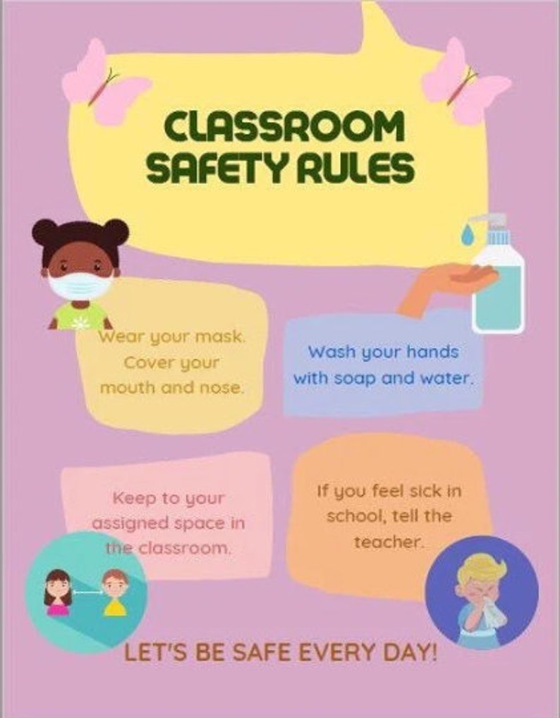 Classroom Rules for Covid, Poster Covid Safety Rules. Editable File - Etsy