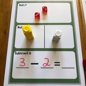 Addition Activity, Subtraction Activity, Math Dice Game Printable ...