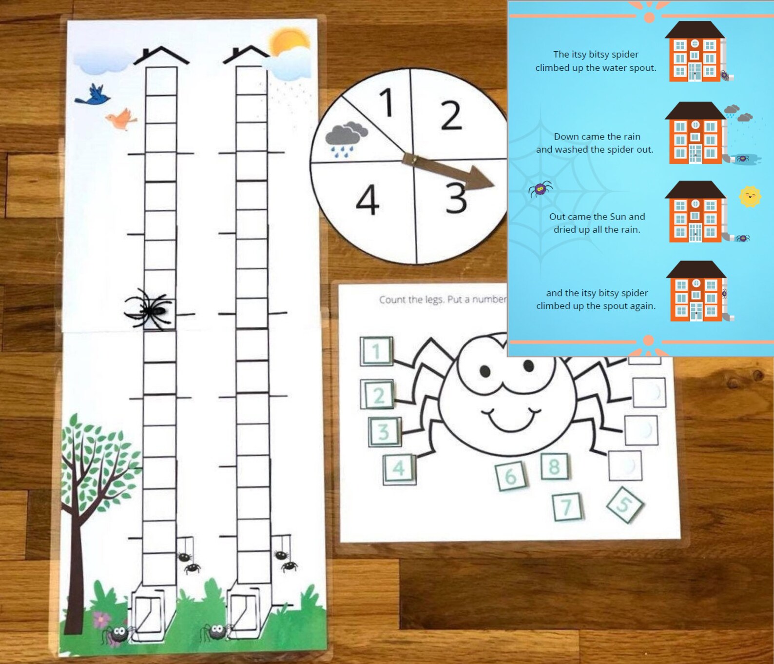 Counting Game, Itsy Bitsy Spider Counting Practice Game Plus Poster ...