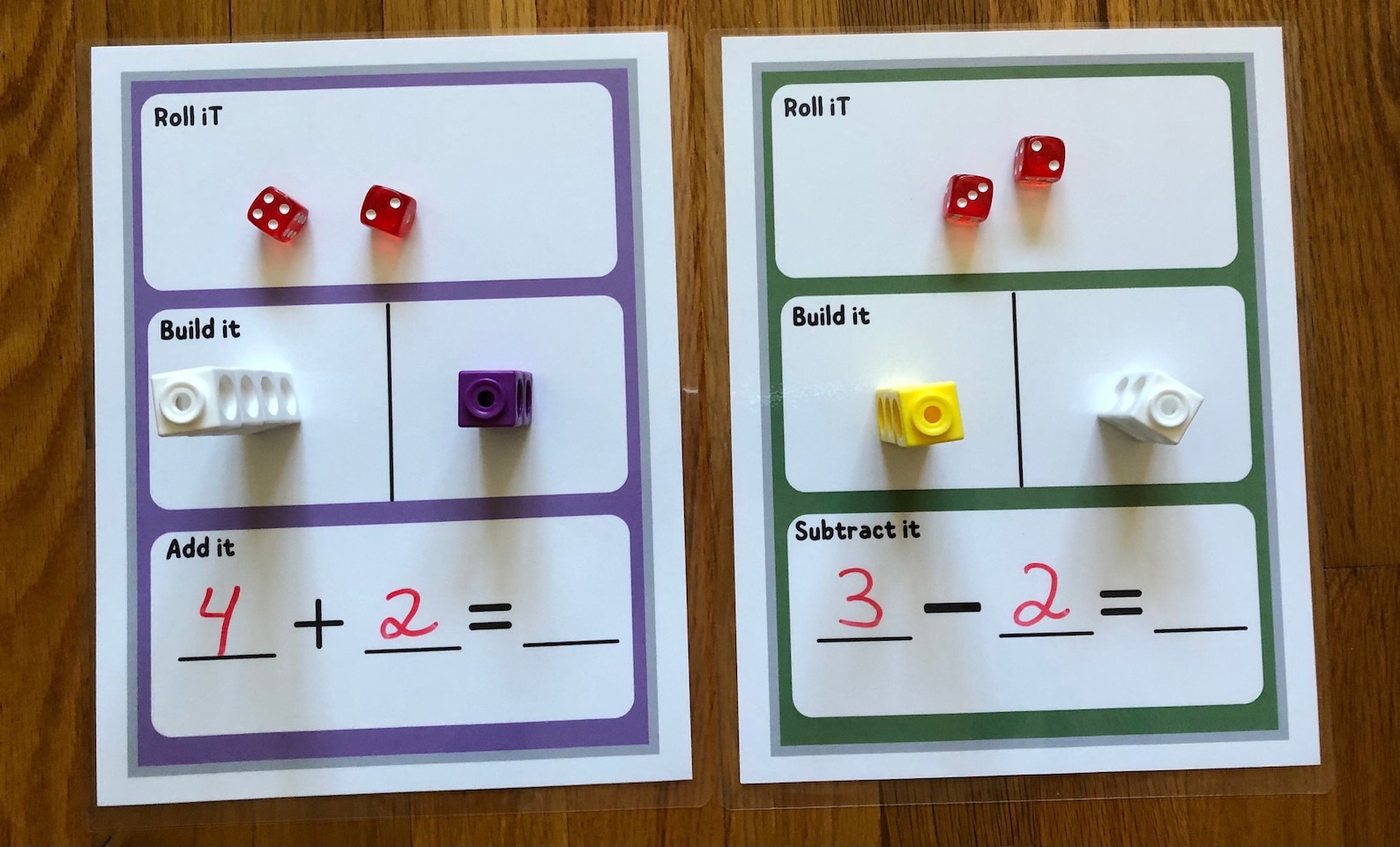 Addition Activity, Subtraction Activity, Math Dice Game Printable ...