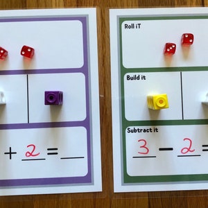 Addition Activity, Subtraction Activity, Math Dice Game Printable ...