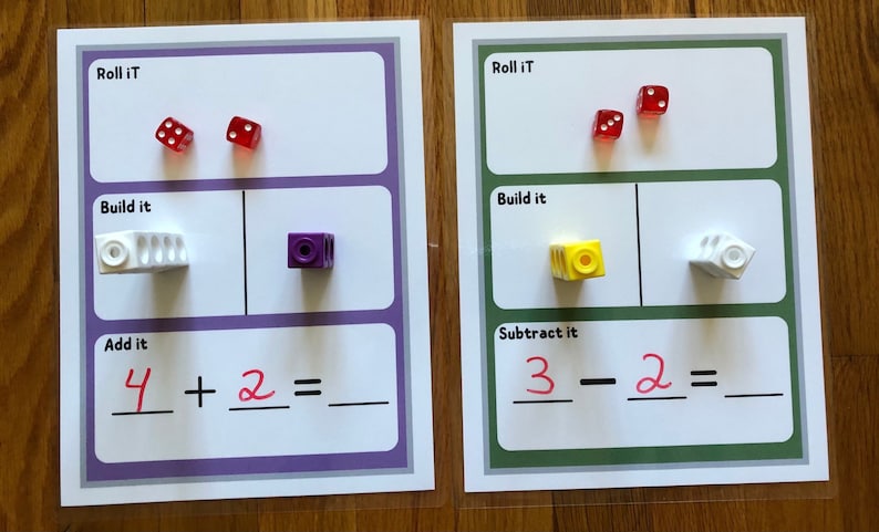 Addition Activity, Subtraction Activity, Math Dice Game Printable ...