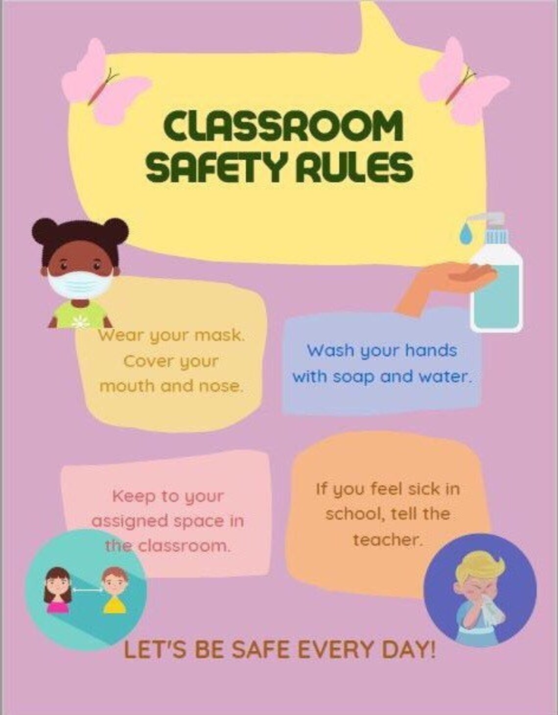 Classroom Rules for Covid, Poster Covid Safety Rules. Editable File - Etsy