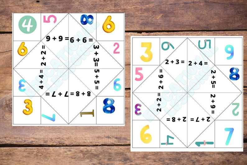 Math Cootie Catcher Fortune Tellers Adding Two and (Instant Download ...