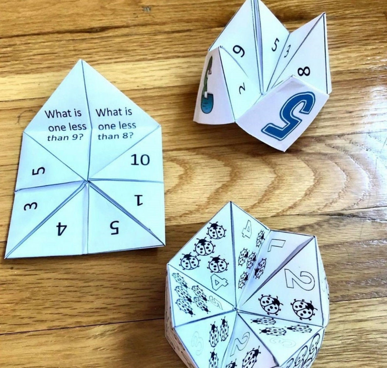 Math Cootie Catcher, Fortune Tellers, Counting On, How Many, One Less ...
