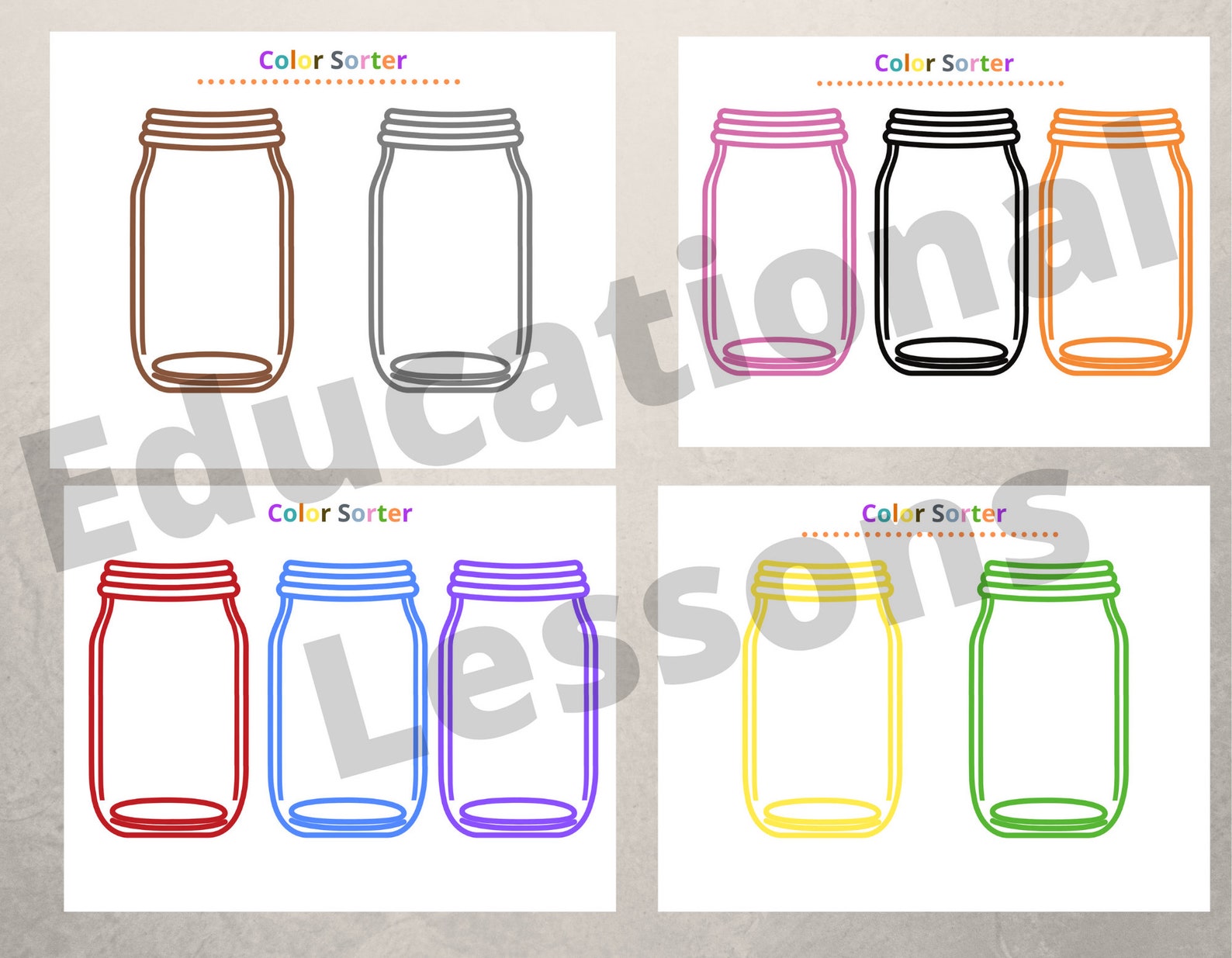 Color Sorting Jars,10 Color Matching Jars Color Activity, Learning ...