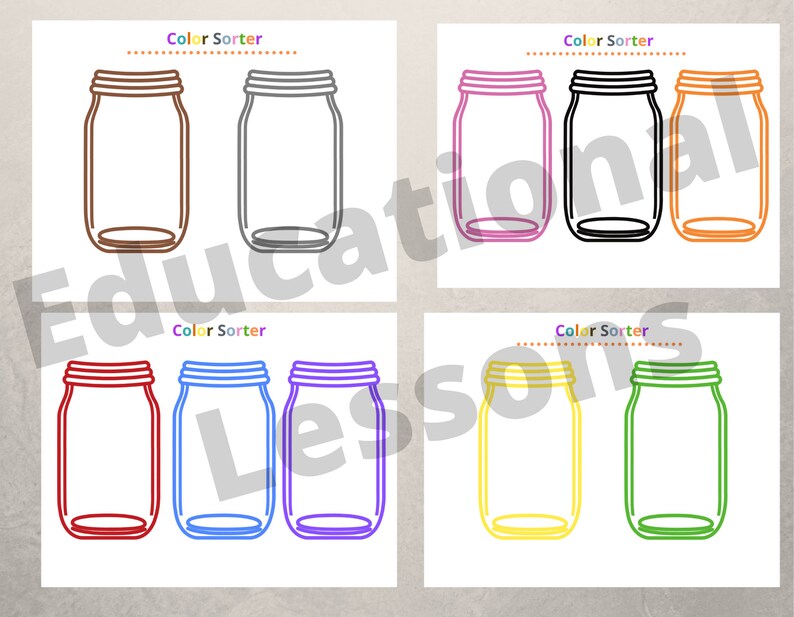 Color Sorting Jars,10 Color Matching Jars Color Activity, Learning ...