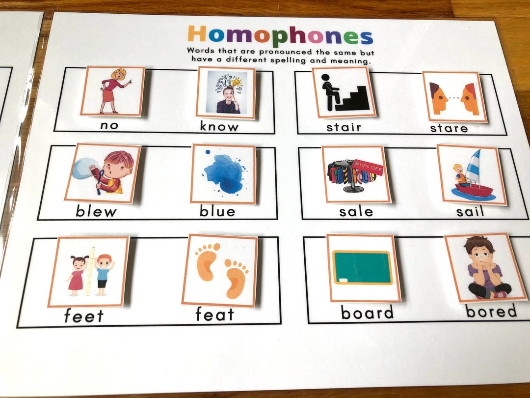 Homophones Practice and Learning , Montessori Learning, Preschool ...