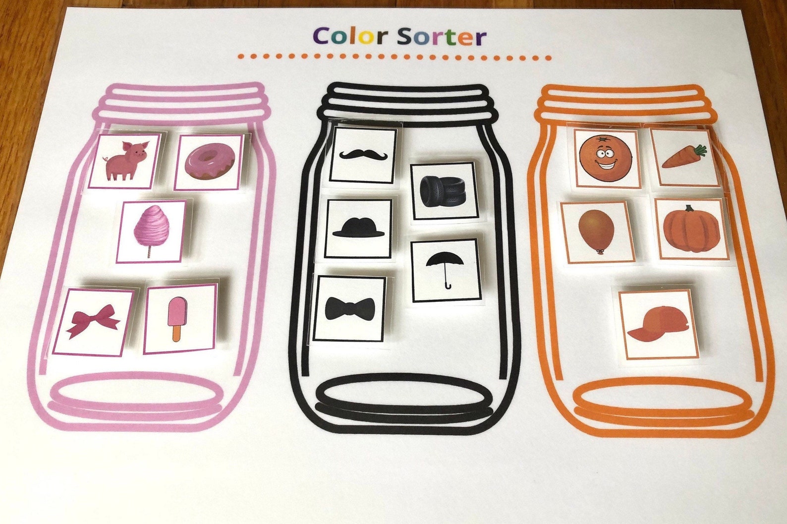 Color Sorting Jars,10 Color Matching Jars Color Activity, Learning ...