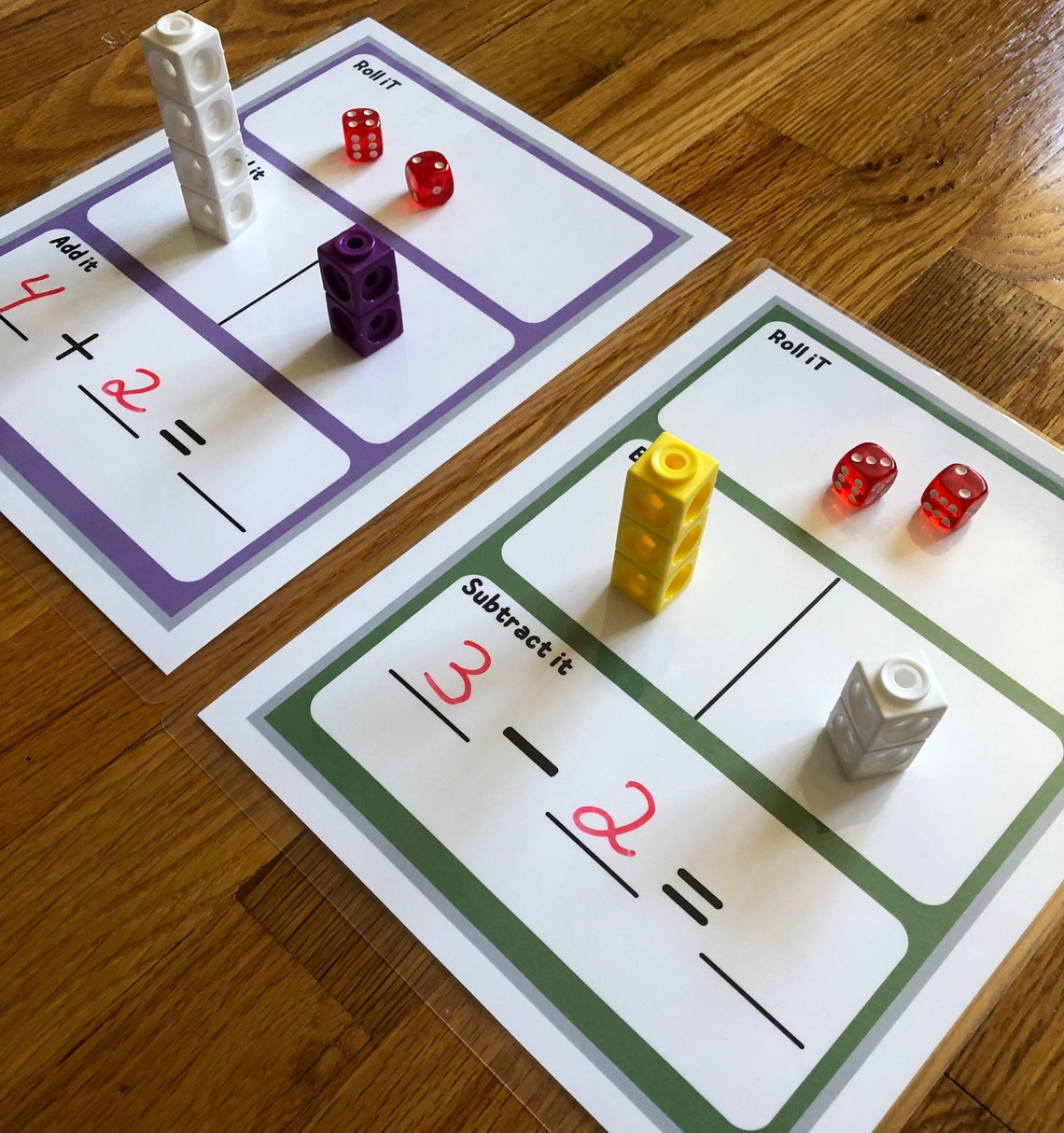 Addition Activity, Subtraction Activity, Math Dice Game Printable ...