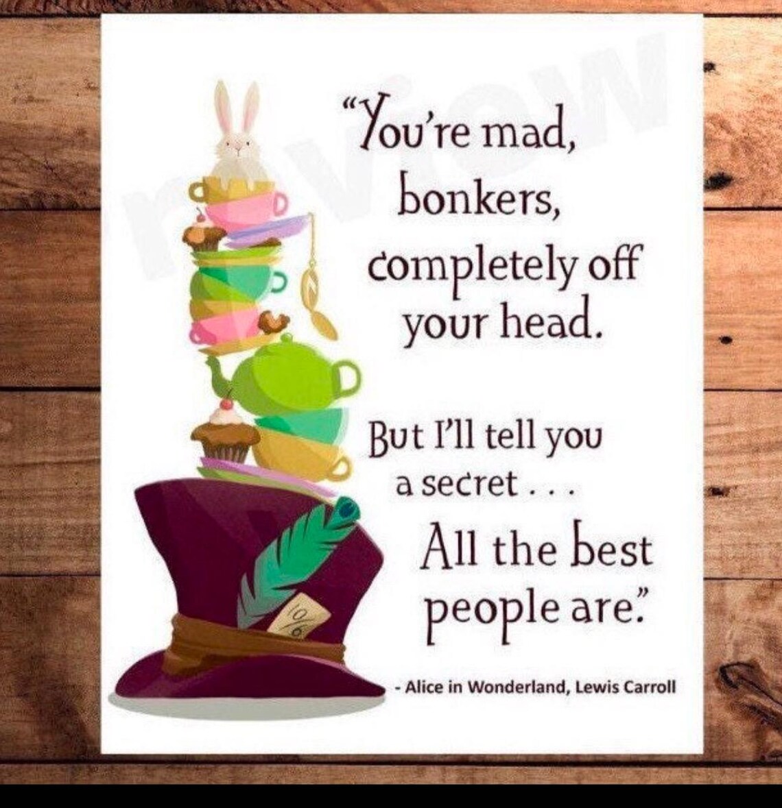 Alice in Wonderland Quote Poster, Mad Hatter Art (digital Download) - Etsy