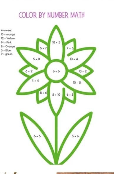 Color by Addition and Subtraction, 6 Printables for Kindergarten ...