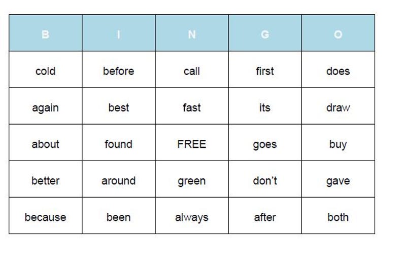 2nd Grade, Sight Words, Bingo Cards Twenty Different - Etsy
