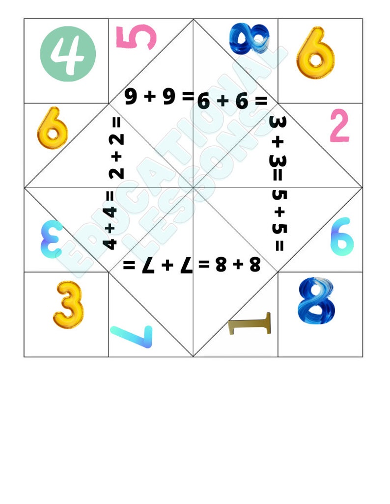 Math Cootie Catcher Fortune Tellers Adding Two and (Instant Download ...
