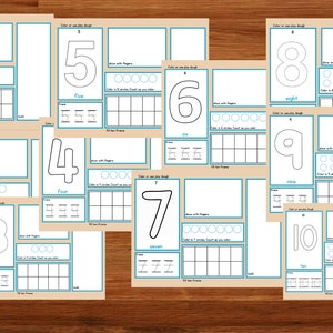 Number Mats, 14 Pages, 10 Mats, Play Dough Number, Ten Frame, Trace the ...