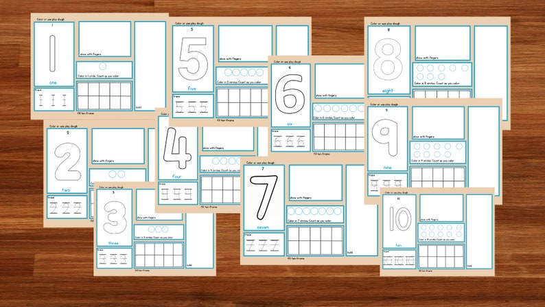 Number Mats, 14 Pages, 10 Mats, Play Dough Number, Ten Frame, Trace the ...