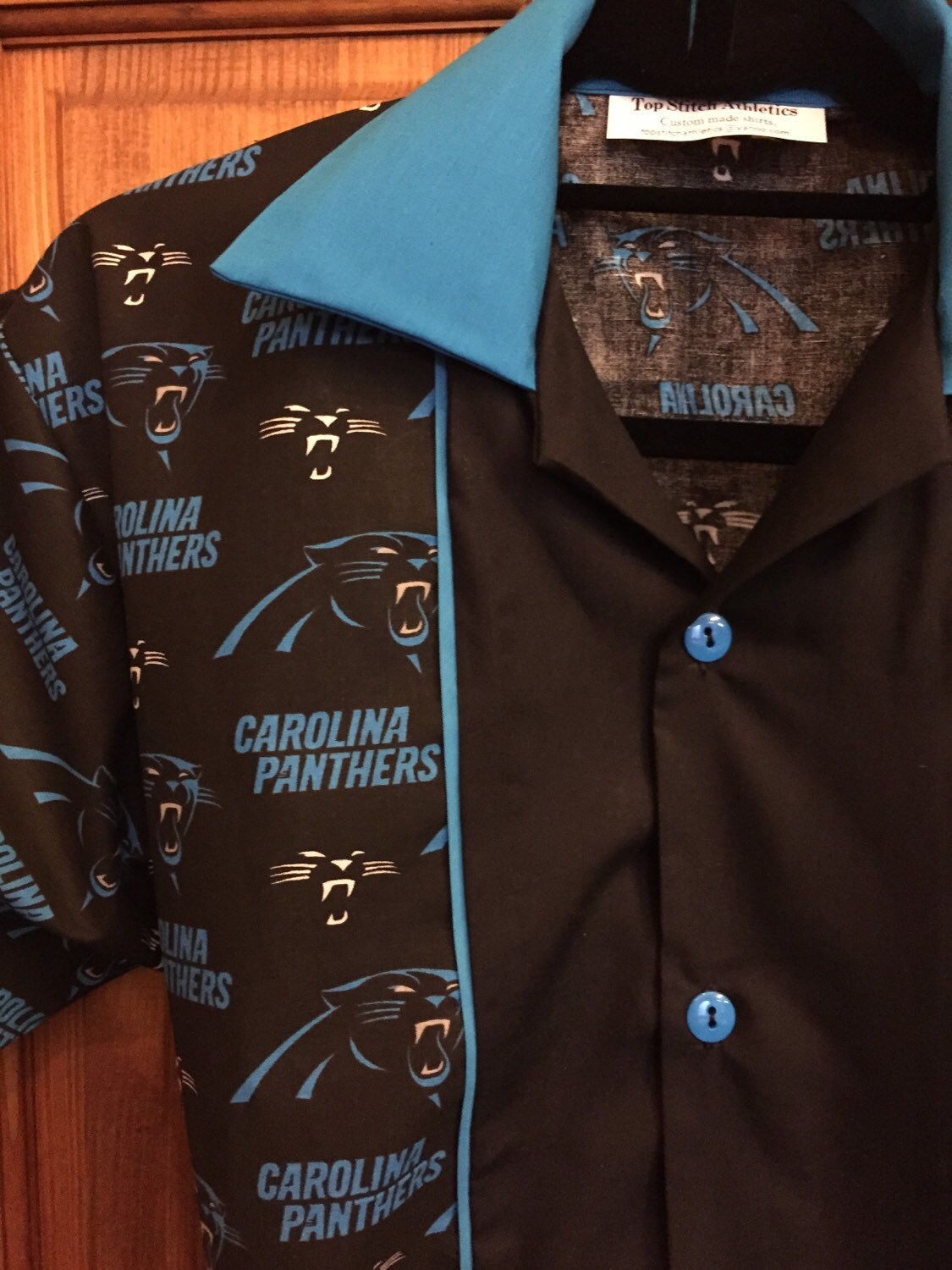 Carolina Panthers retro Bowling Shirtblackout Style - Etsy
