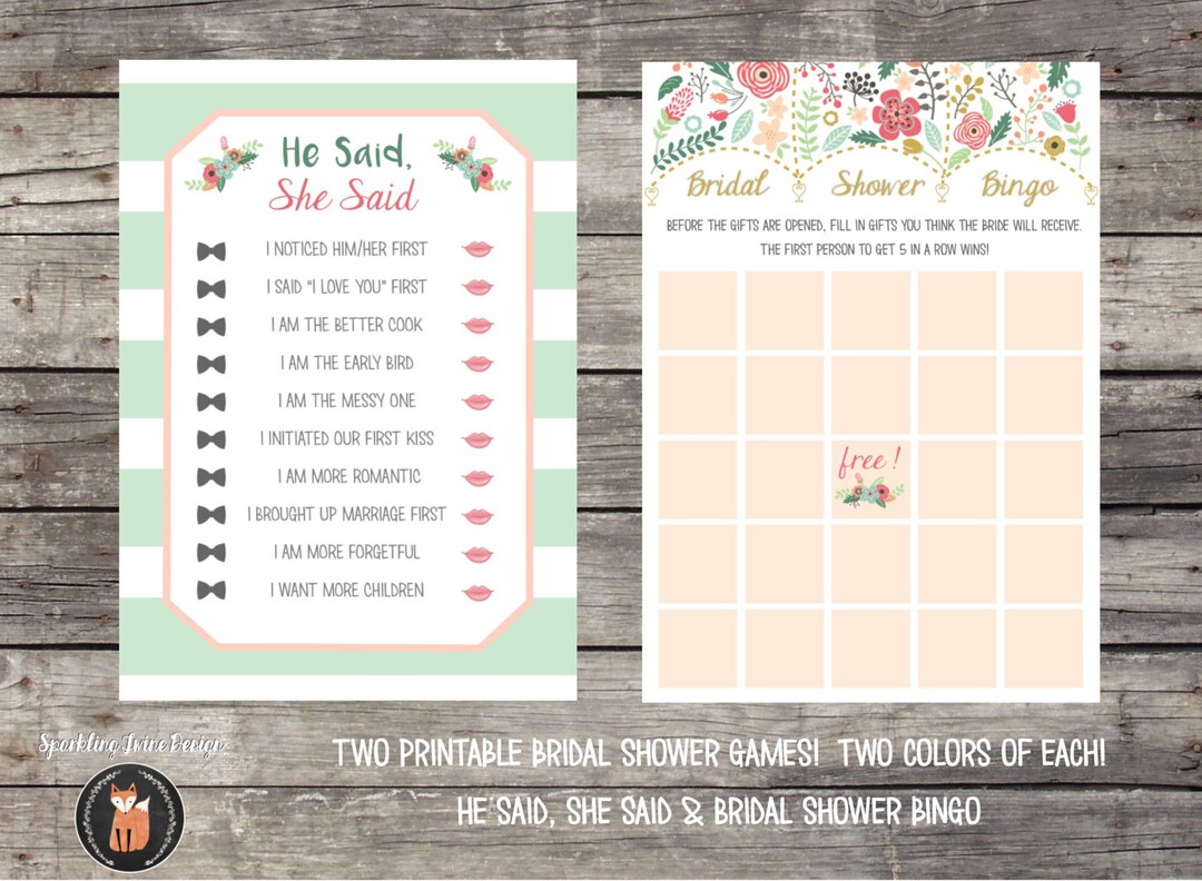 Bridal Shower Games - April Showers Floral Umbrella Mint Gold Pink ...