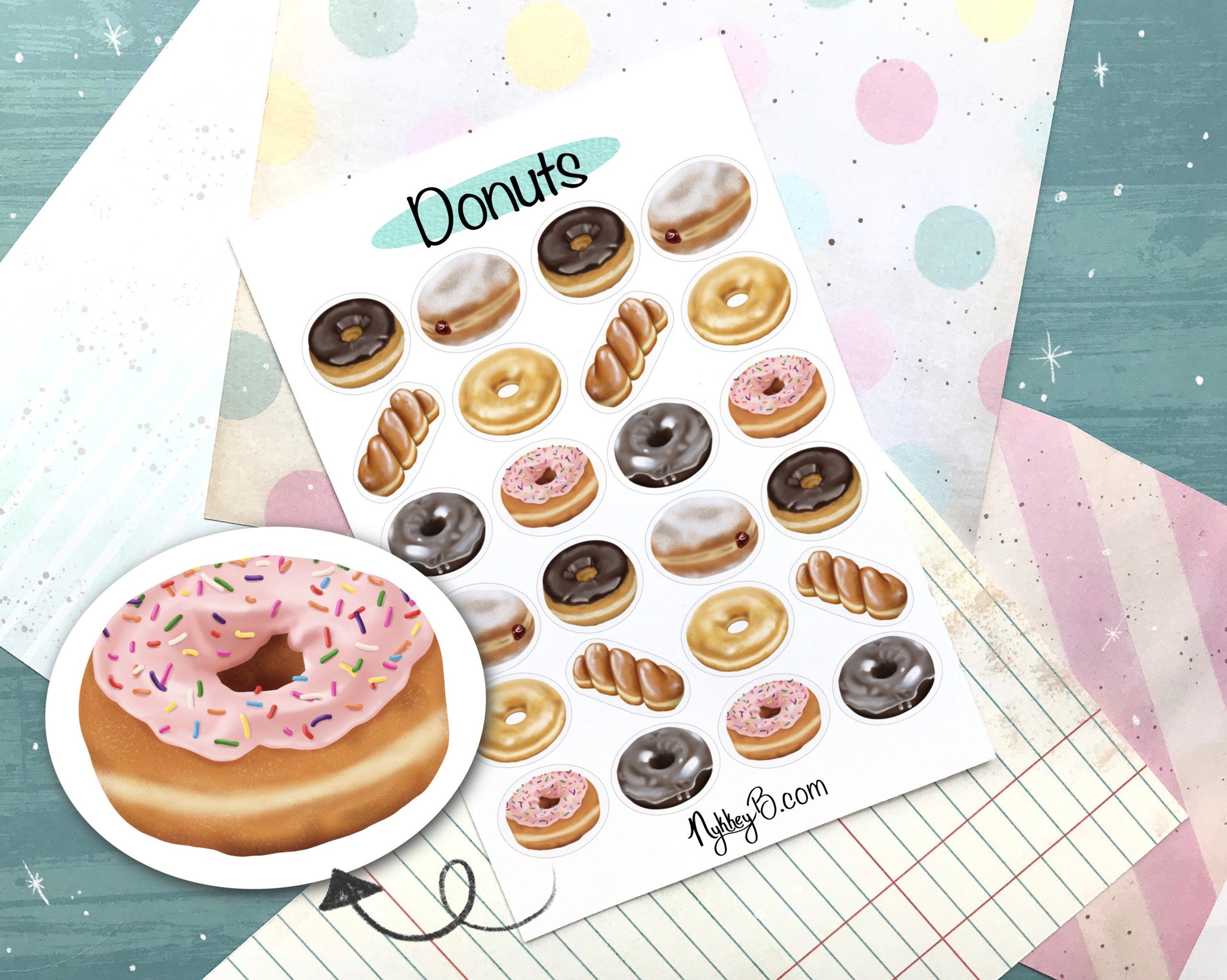 Donut Sticker Sheet Donut Planner Stickers Donut Journal Stickers ...