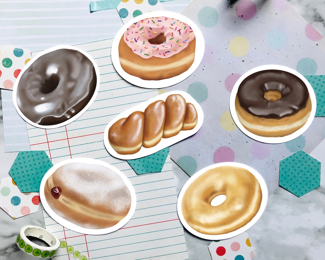 Cute Donut Vinyl Stickers - Donut Illustration Stickers- Illustrated ...