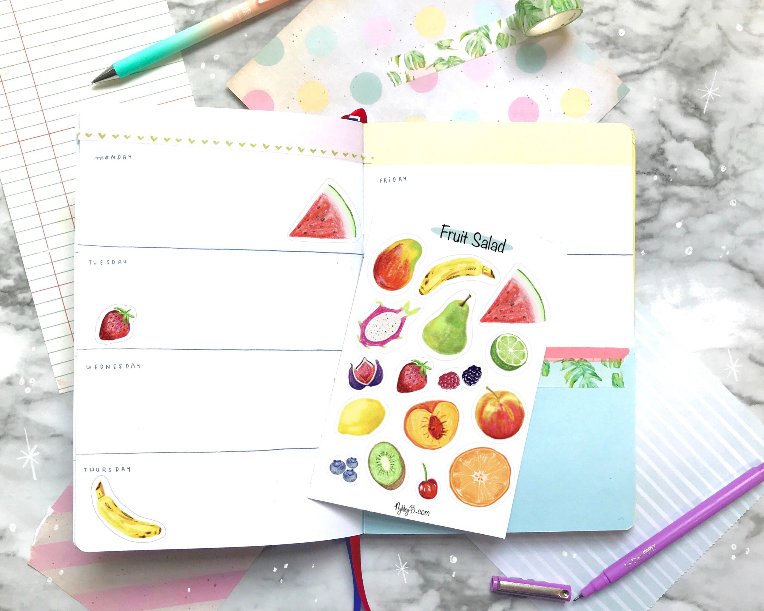Fruit Salad Vinyl Sticker Sheet- Planner Stickers-journal Stickers - Etsy