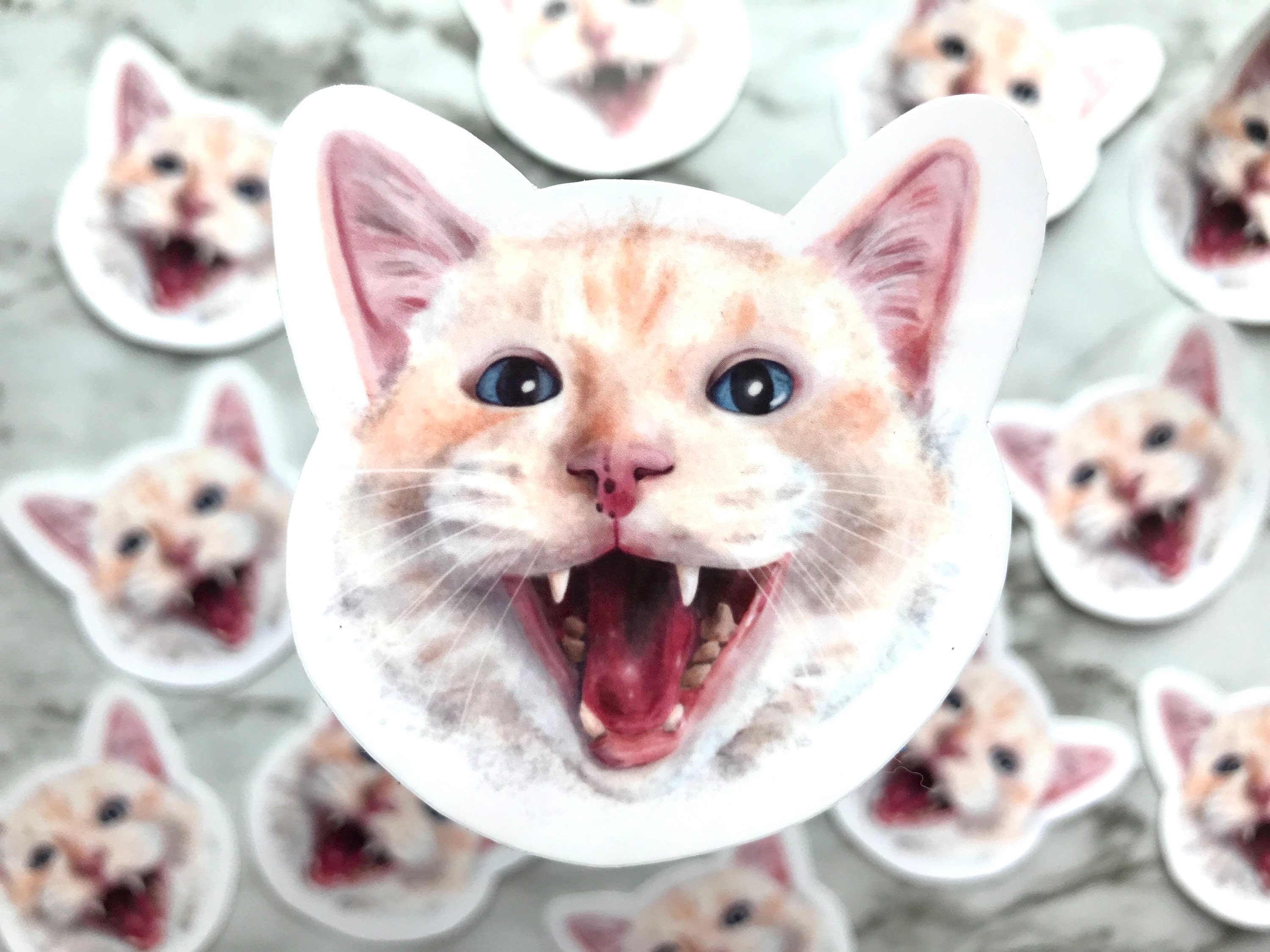 Ham Cat Illustrated Vinyl Sticker - Etsy UK