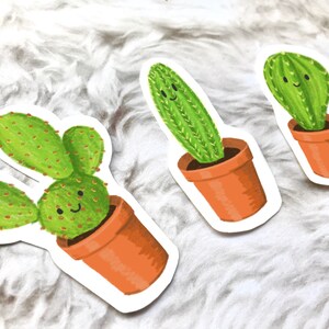Happy Cactus Vinyl Stickers - Set of 3 - Etsy