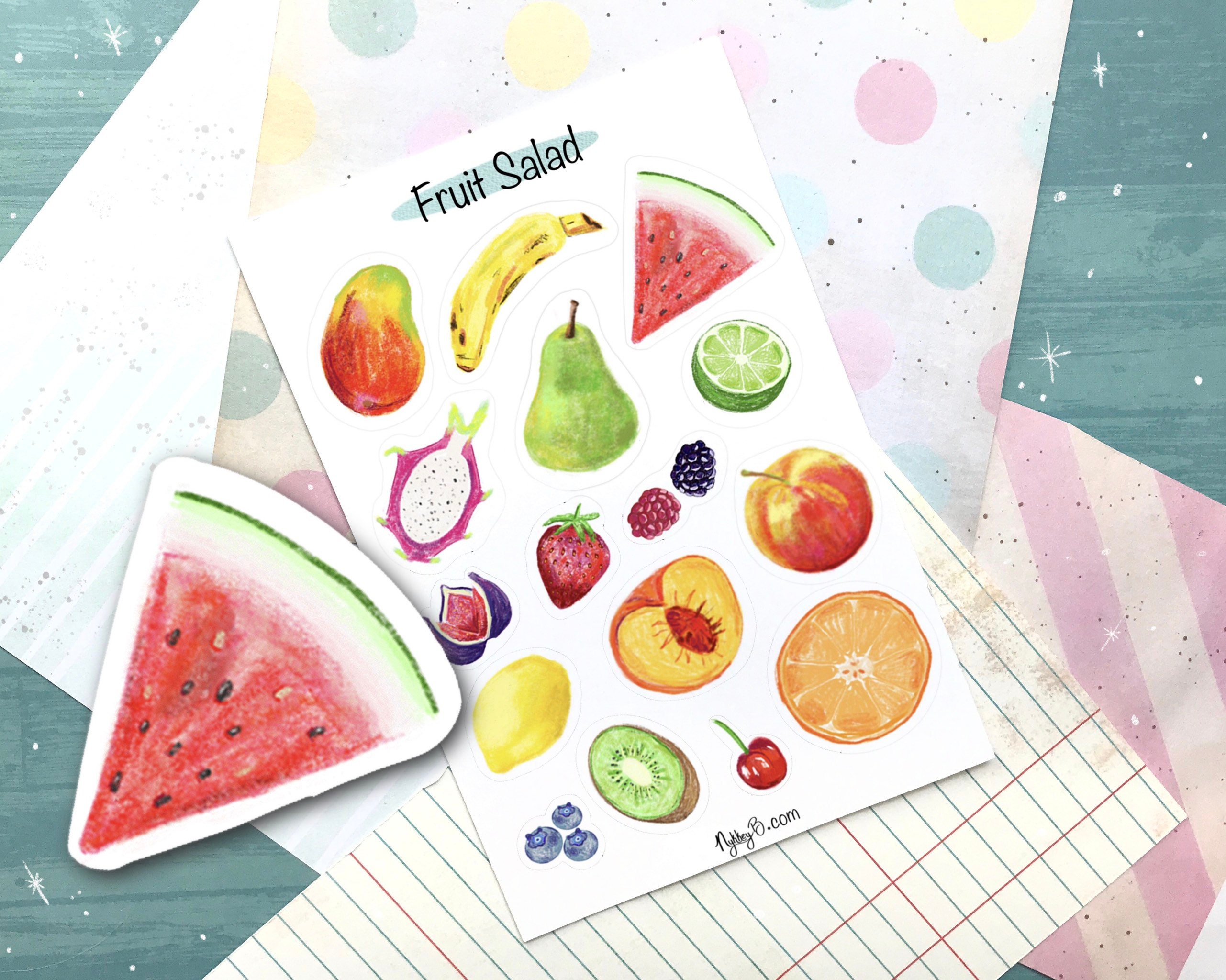 Fruit Salad Vinyl Sticker Sheet- Planner Stickers-journal Stickers - Etsy