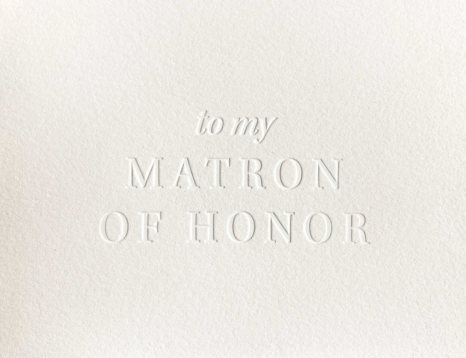 To My MATRON OF HONOR Card | Letterpressed | Minimal | Simple | Classy ...