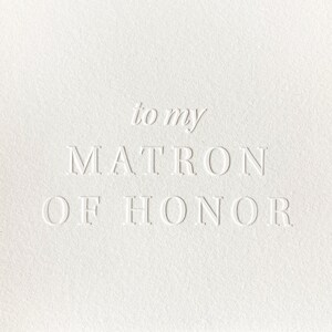 To My MATRON OF HONOR Card | Letterpressed | Minimal | Simple | Classy ...