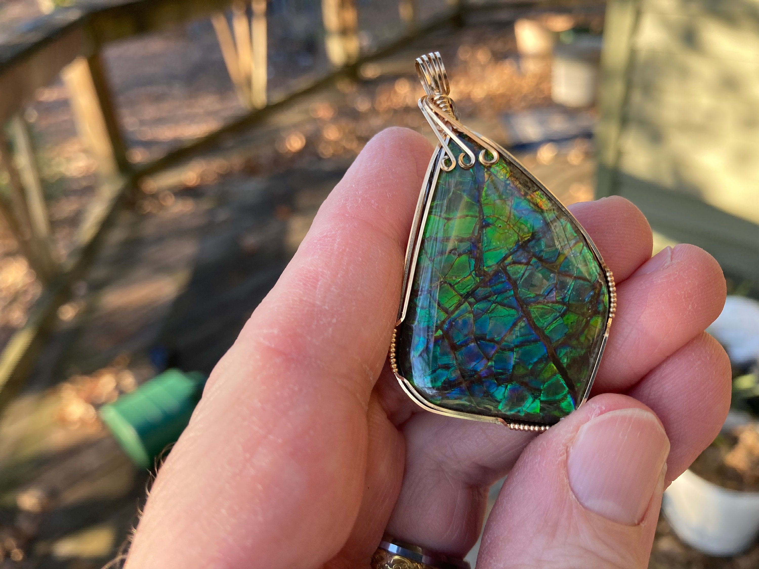 Ammolite Pendant - Cobblestone Pattern - Etsy