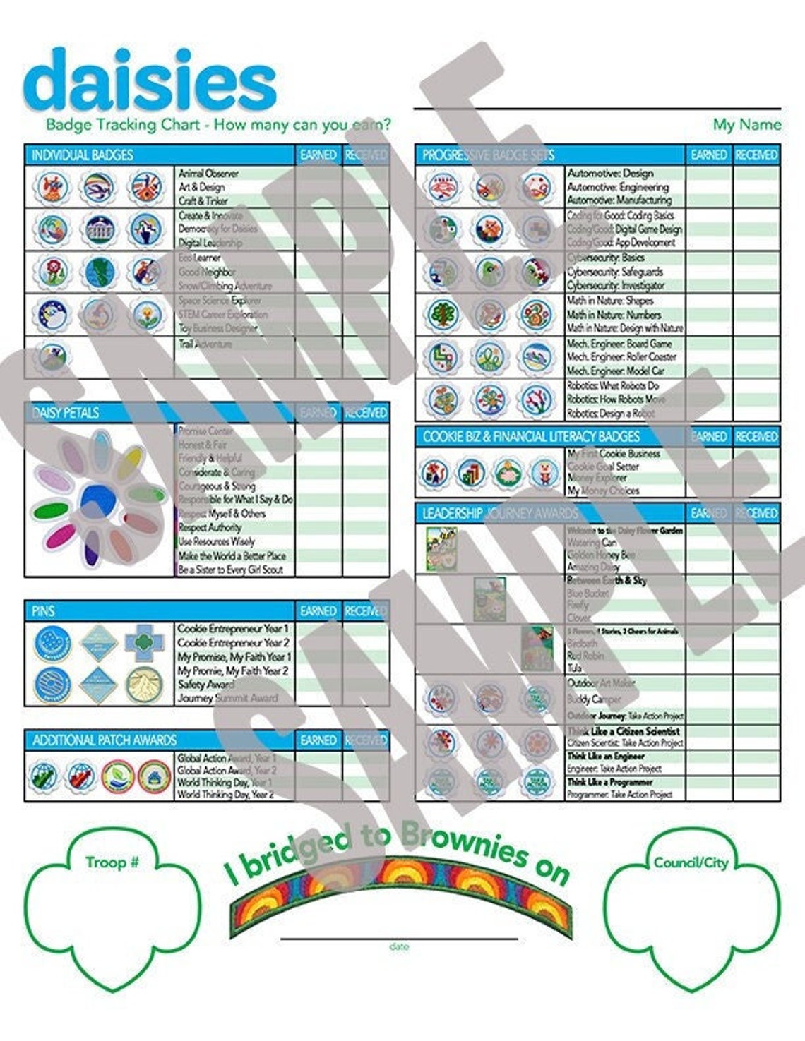 Girl Scouts DAISY Badge Tracking Chart UPDATED for 2023-2024 - Etsy
