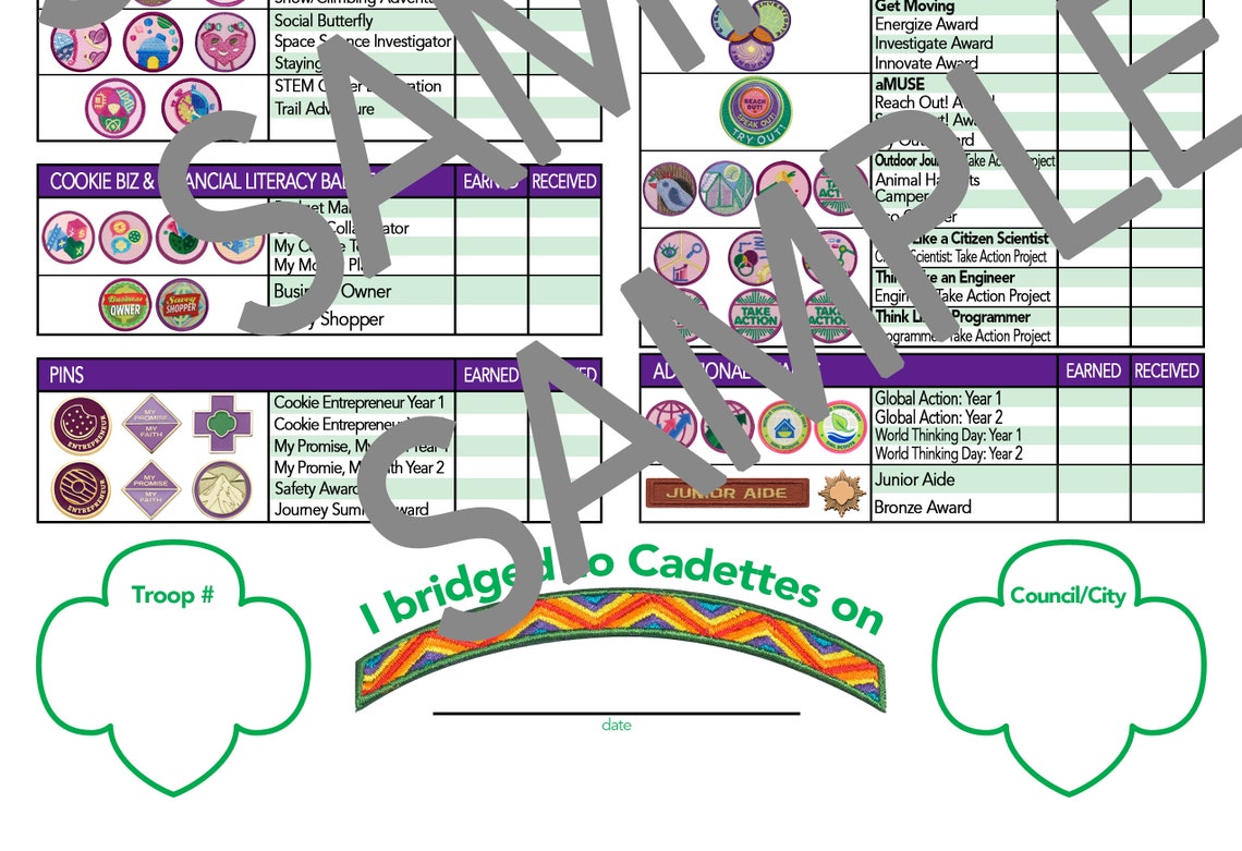 Girl Scouts Juniors Badge Tracking Chart UPDATED for 2024-2025 ...