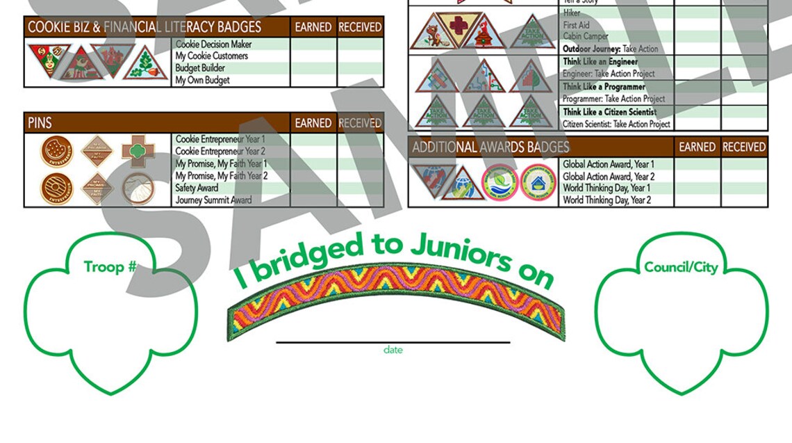 Girl Scouts Brownie Badge Tracking Chart UPDATED for 2024-2025 ...