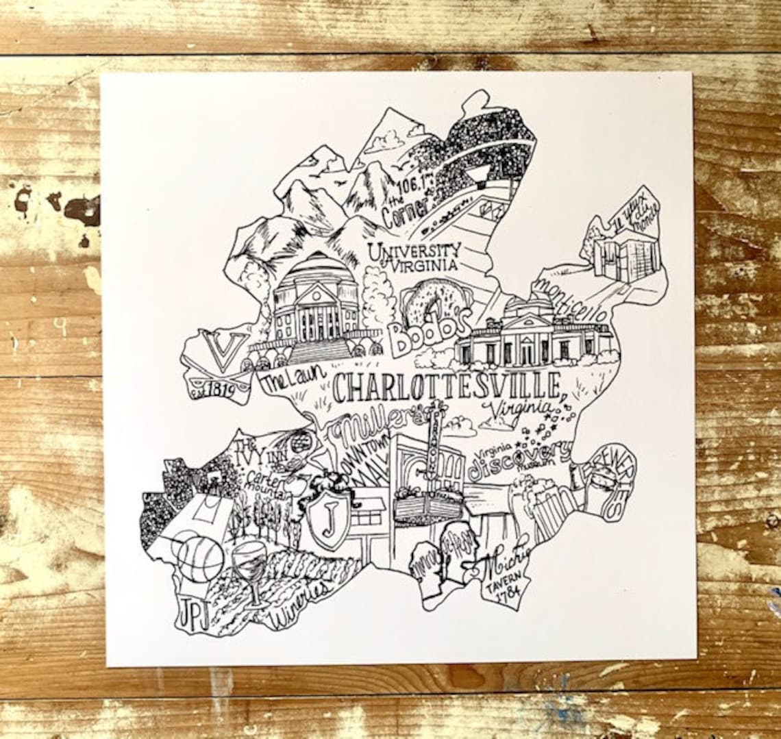 UVA / Charlottesville Map - Etsy