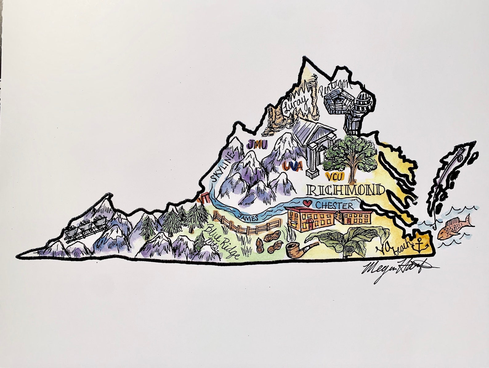 Colored Virginia Print - Etsy