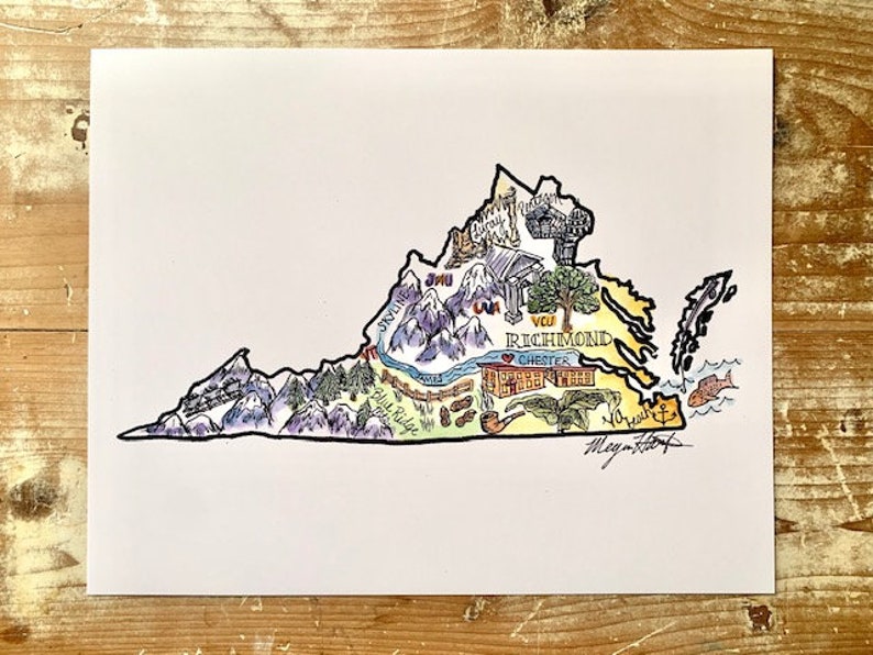 Colored Virginia Print - Etsy