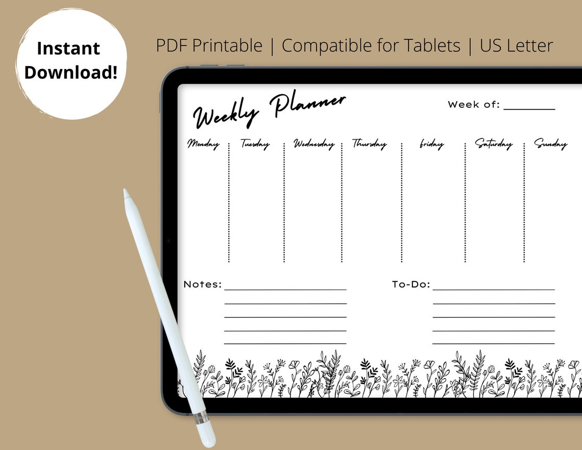 Weekly Planner Printable | Weekly Planner | Digital Weekly Planner ...