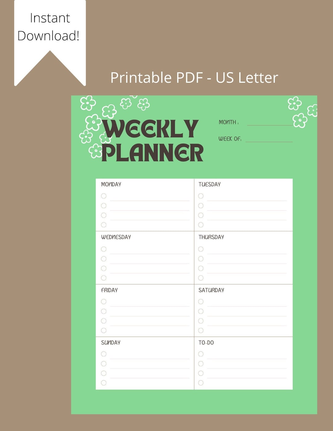 Weekly Planner Printable, Groovy Weekly Calendar, Digital Calendar - Etsy