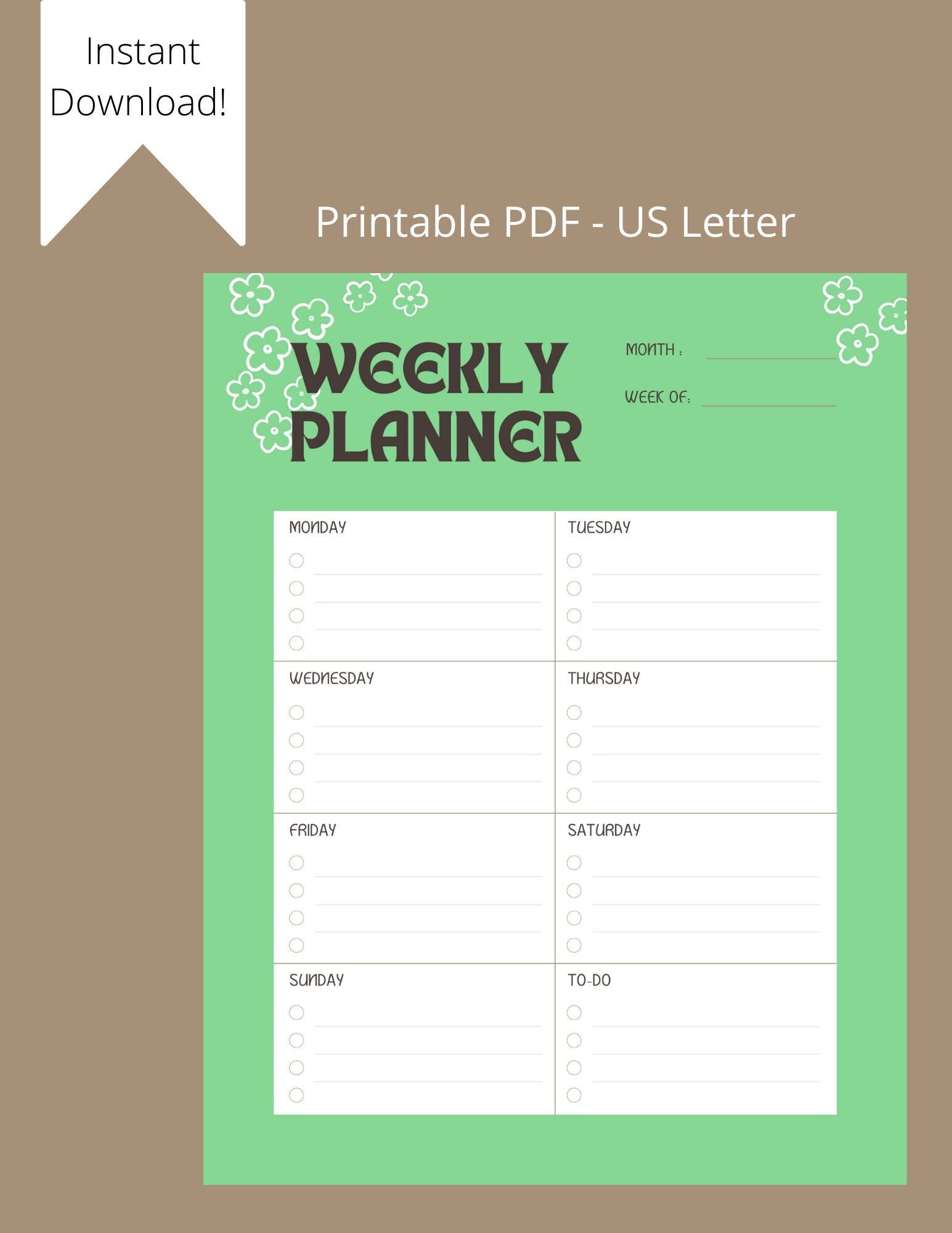 Weekly Planner Printable, Groovy Weekly Calendar, Digital Calendar - Etsy