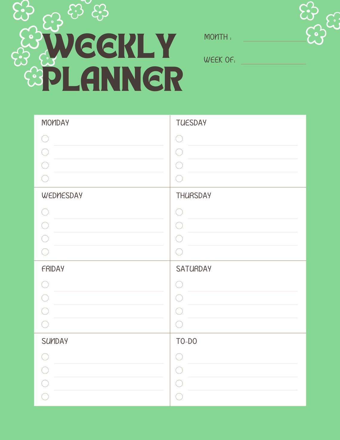 Weekly Planner Printable, Groovy Weekly Calendar, Digital Calendar - Etsy
