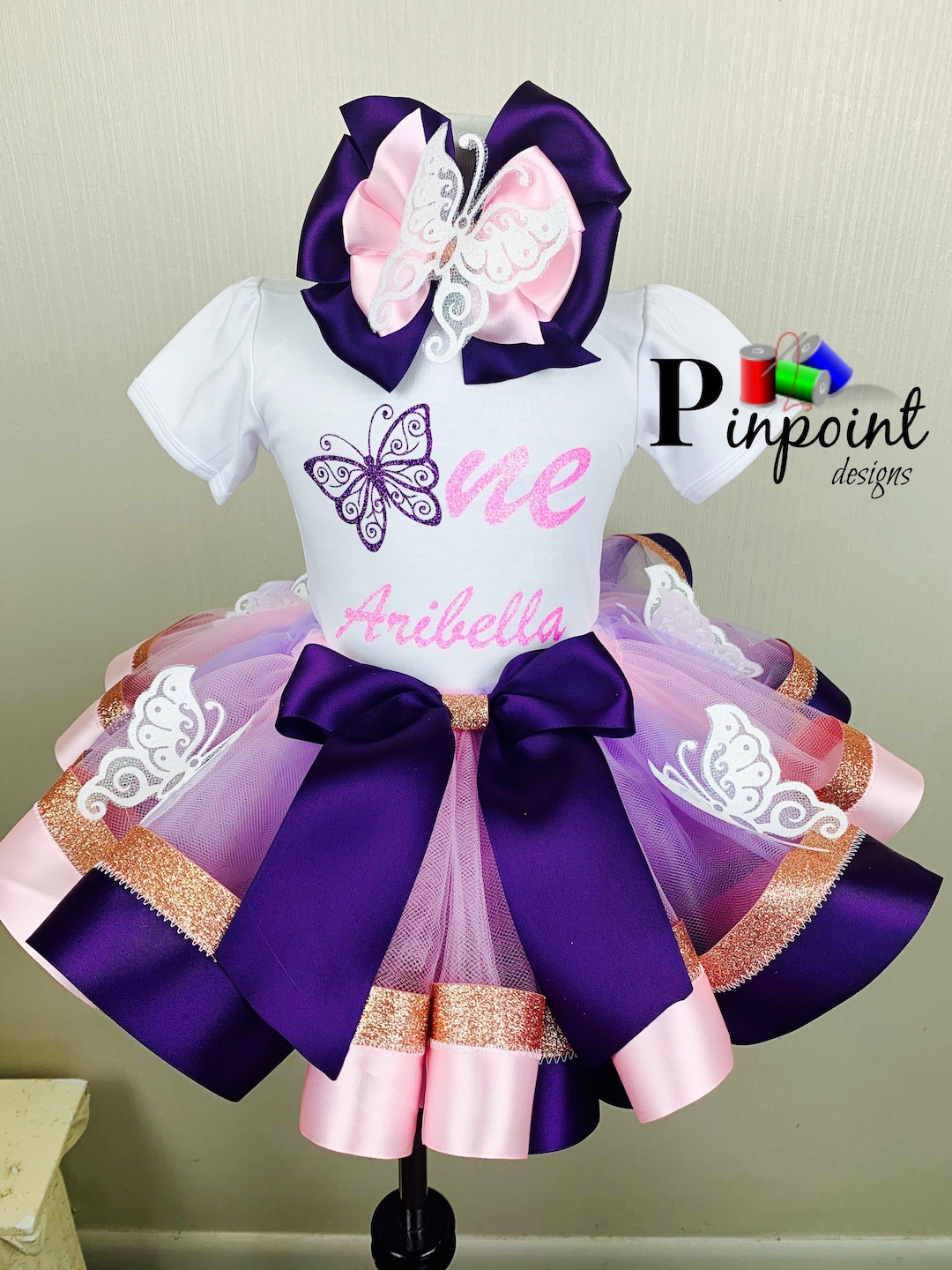 Butterflies Tutu, Butterflies Birthday, First Birthday Tutu, Purple and ...