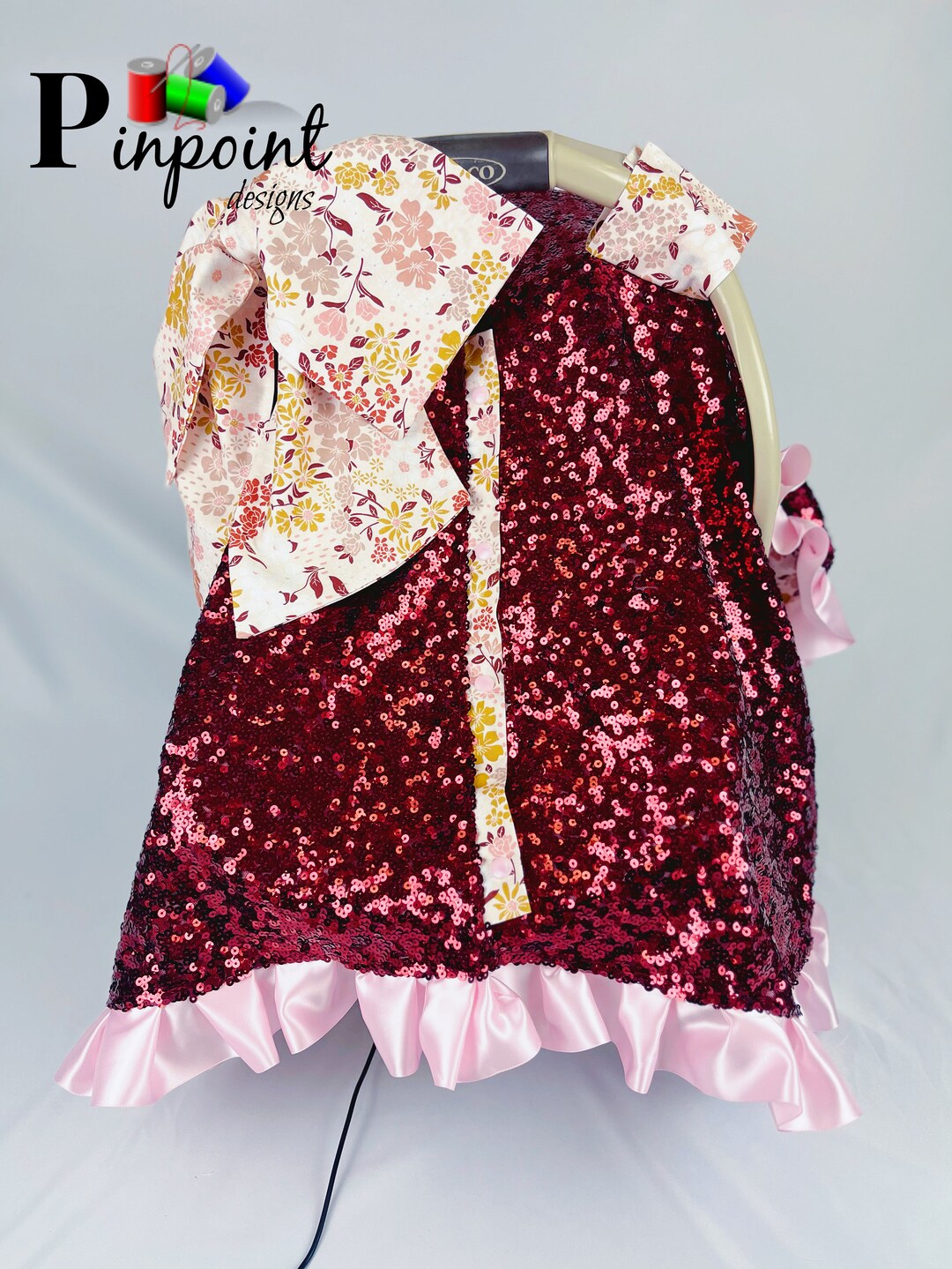 Sequin Canopy, Burgundy Canopy, Sequin Car Seat Cover , Burgundy Car ...