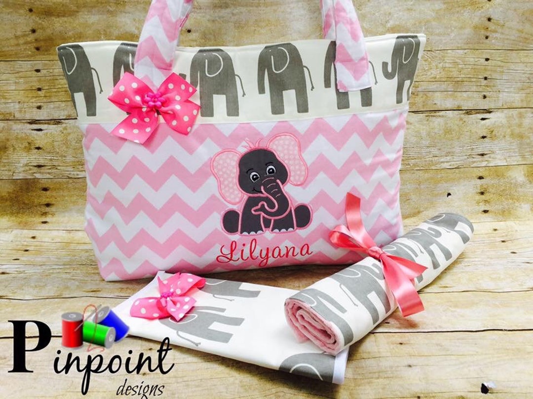 Baby Elephant Diaper Bag Set. Customized, 100% Made From Scratch! - Etsy