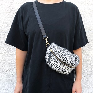 Salt + Pepper Cowhide Bum Bag - Black and White Fanny Pack - Etsy