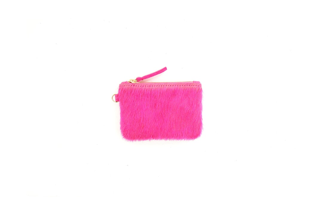 Pink Cowhide Coin Pouch | Coin Bag | Coin Wallet | Fur Wallet - Etsy