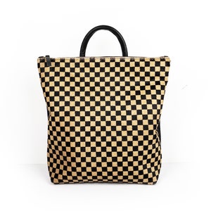 Tan Checkered Backpack - Hair on Hide - Etsy
