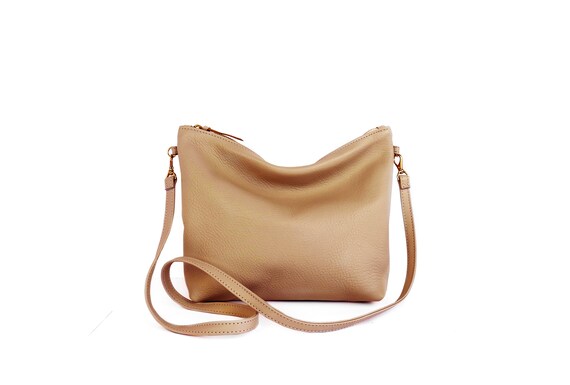 Crossbody Purse Tan Leather Bag Carryall Mini Hobo | Etsy