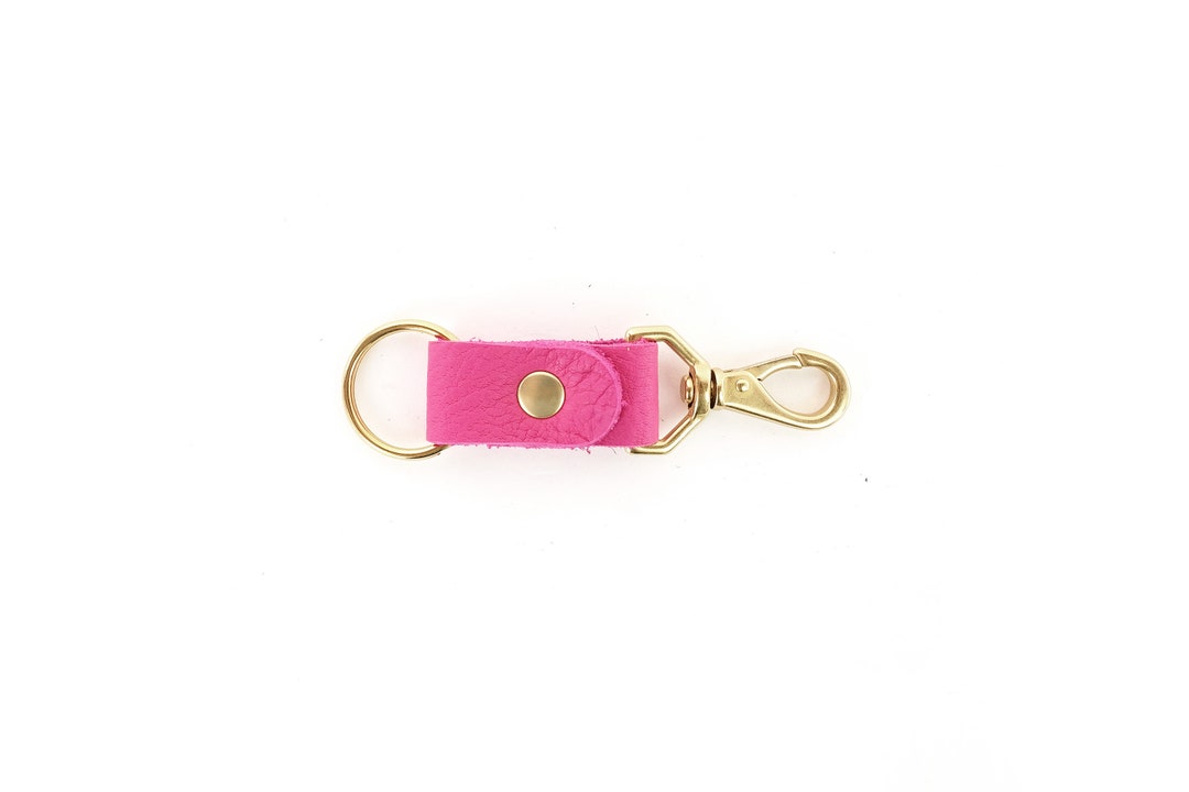 Pink Leather Keychain | Keyring | Trigger Clip - Etsy