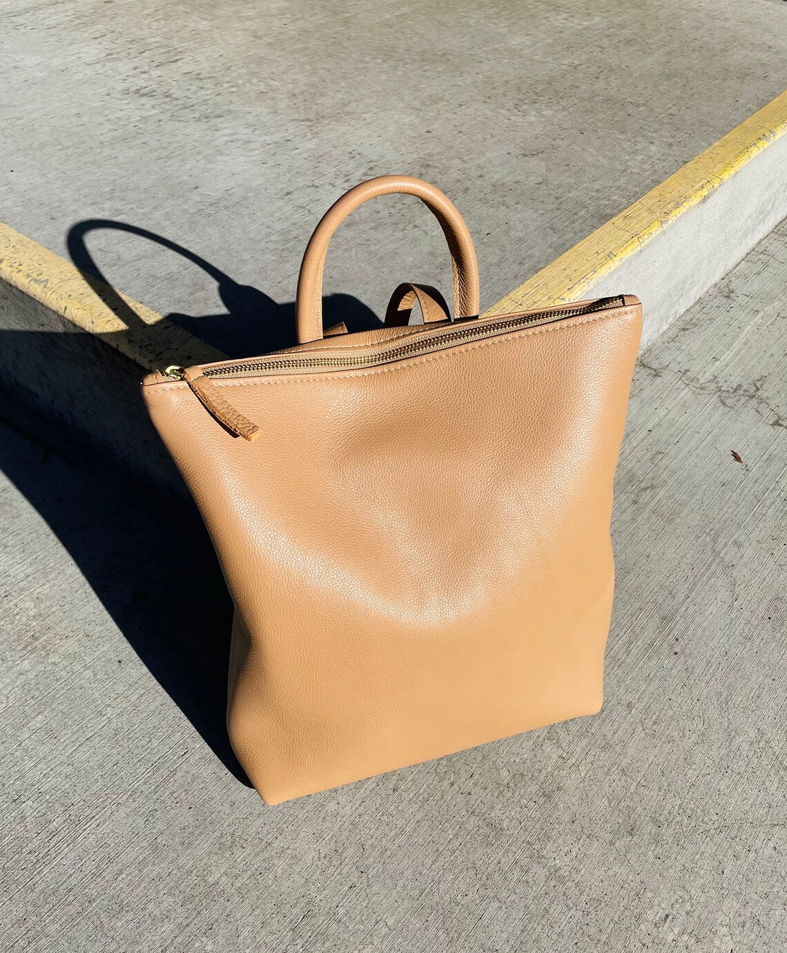 Tan Leather Backpack | Minimalist Backpack, Backpack Purse, Womens ...